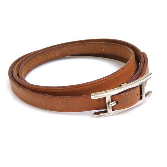 Hermes | Jewelry | Hermes Bracelet Api Leathermetal Brownsilver Unisex ...